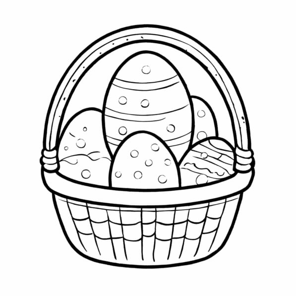 Download Black and White Easter Egg Basket Coloring Page Coloring pages ...
