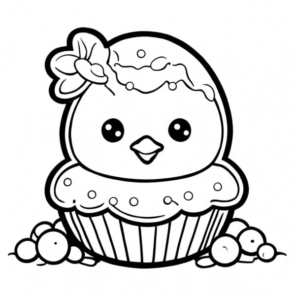 Download Easter Chicken on Cupcake Coloring Page Coloring pages Online ...