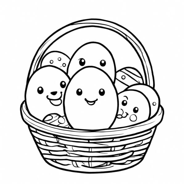 Download Basket of Colorful Easter Eggs Coloring pages Online ...