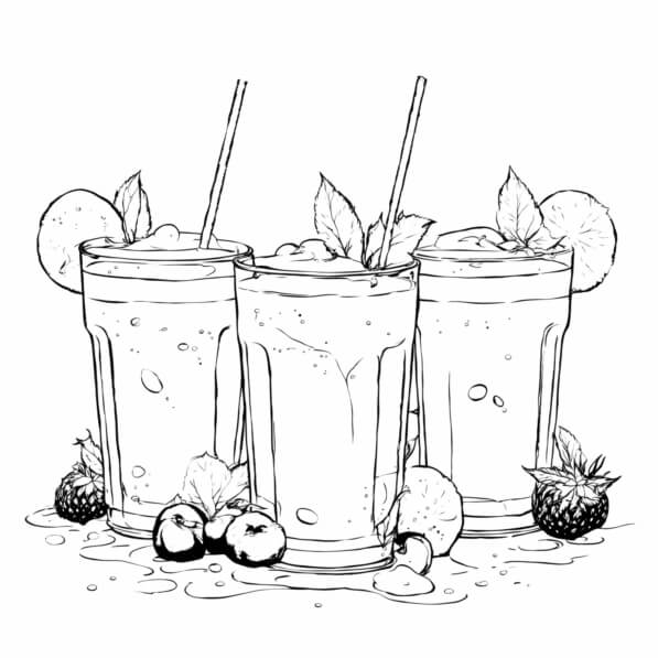 Download Refreshing Beverages in Glasses with Fruit Garnishes Coloring ...