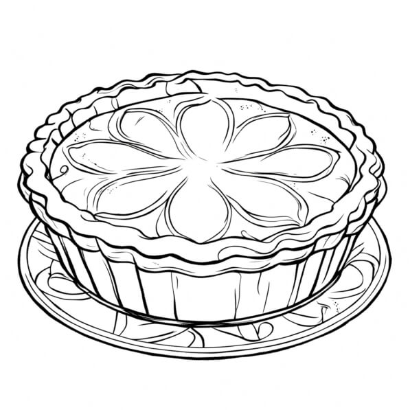 Download Outline Drawing of Pie with Flowers Coloring pages Online ...