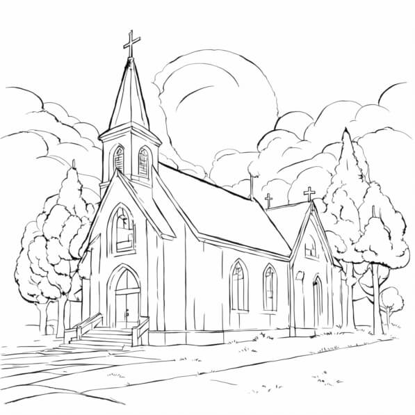 Download Educational Drawing of a Church with Steeple Coloring pages ...