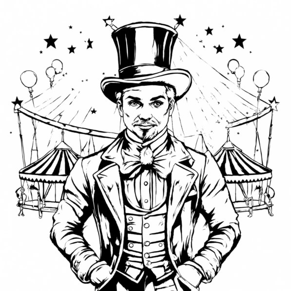 Download Vintage Circus Performer Illustration Coloring pages Online ...