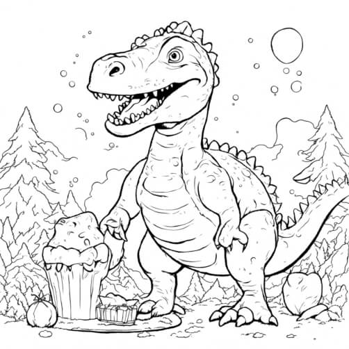Download T-rex Dinosaur Birthday Coloring Page Coloring pages Online ...