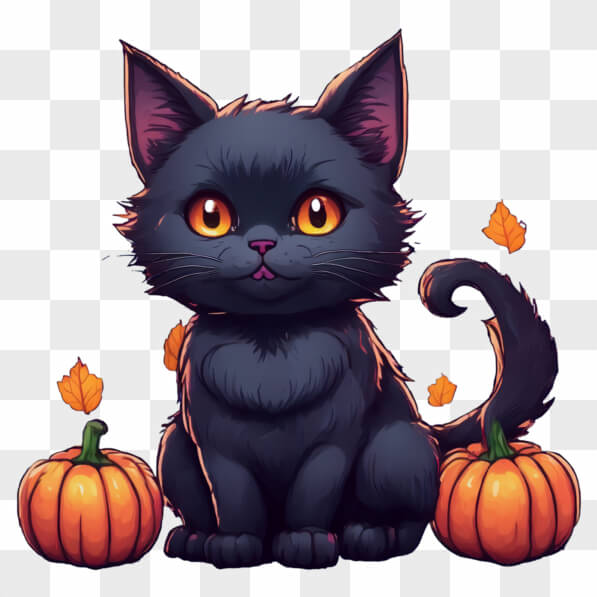 Download Black Cat and Pumpkins Cartoons Online - Creative Fabrica