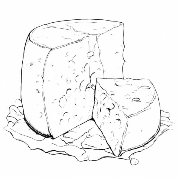 Scarica Disegno di Formaggio e Pane Pagine da colorare Online ...