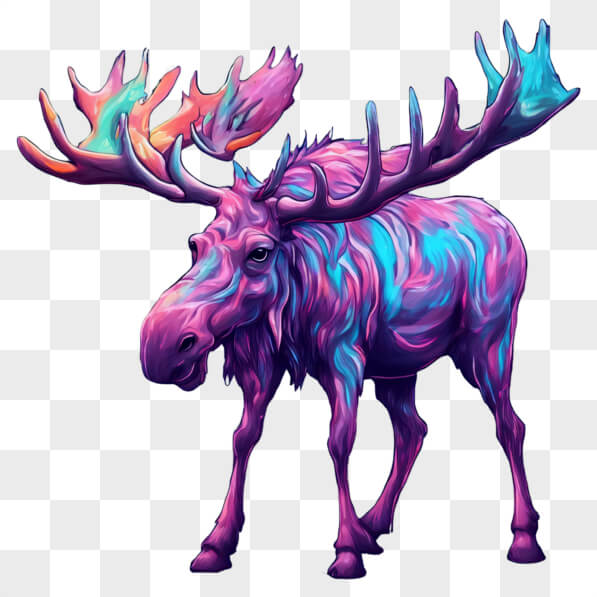 Download Purple and Blue Moose with Colorful Antlers Cartoons Online ...