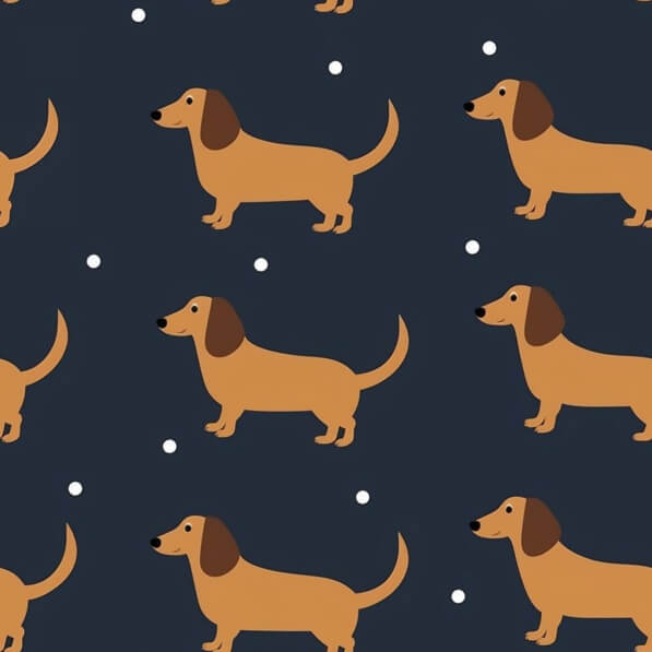 Download Seamless Brown Dachshund Dog Pattern on Dark Blue Background ...