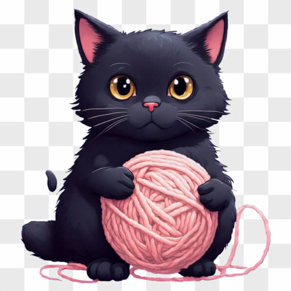 Download Black Cat Playing with Pink Yarn Cartoons Online - Creative ...