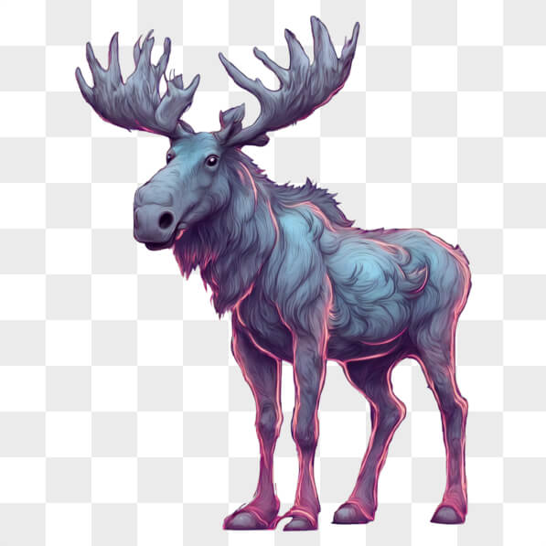 Download Blue Moose with Pink Antlers Cartoons Online - Creative Fabrica