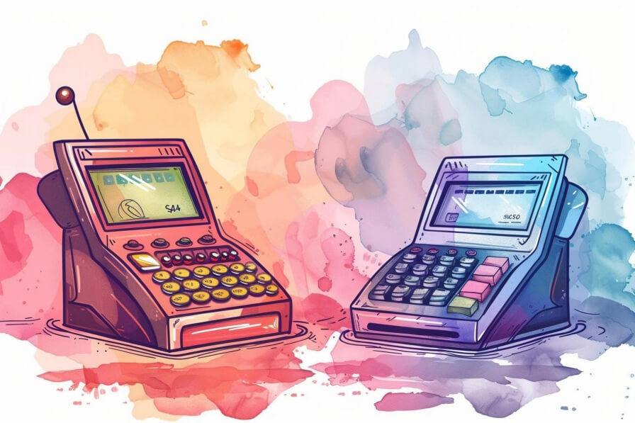 Download Watercolor Painting of Two Old-Fashioned Cash Registers ...
