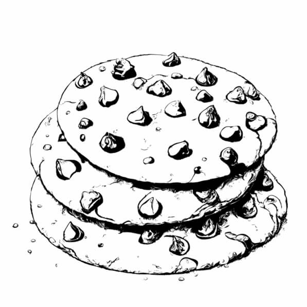 Download Stack of Chocolate Chip Cookies Drawing Coloring pages Online ...