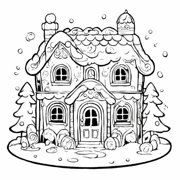 Download Gingerbread House Coloring Page in Winter Wonderland Coloring ...