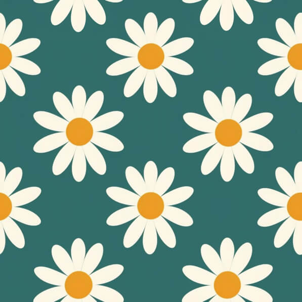 Download White and Yellow Daisy Pattern on Teal Background Patterns ...