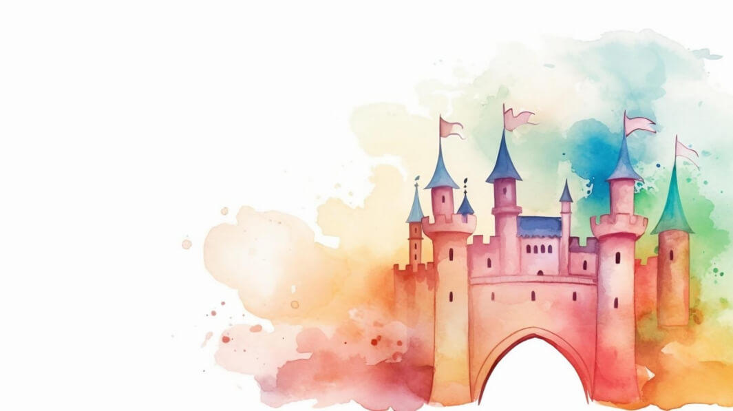 Scarica Dipinto ad Acquerello di un Castello con Schizzi Colorati ...