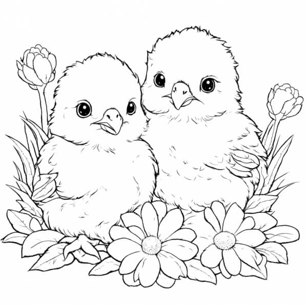 Download Spring Coloring Page with Chickens Coloring pages Online ...