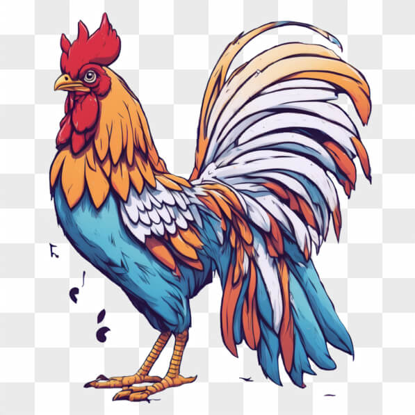 Download Colorful Rooster Drawing with Tilted Head Cartoons Online ...