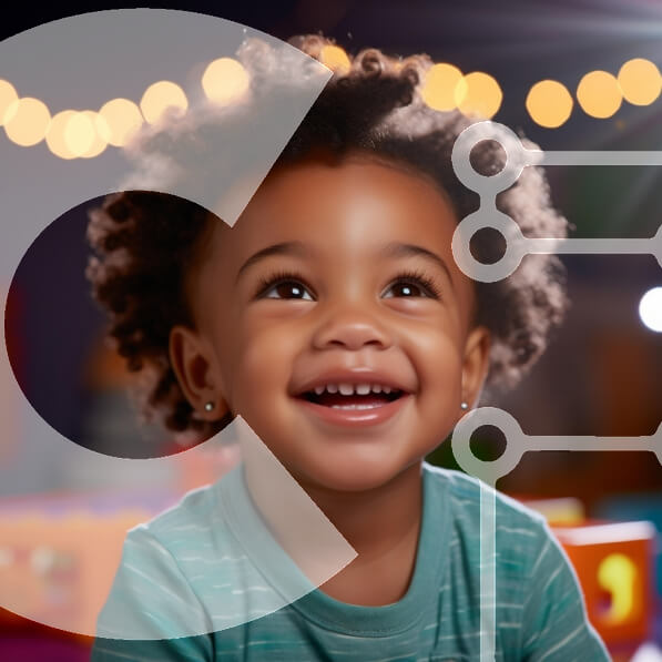 Joyful Moment with Young Child and Colorful Lights stock photo ...