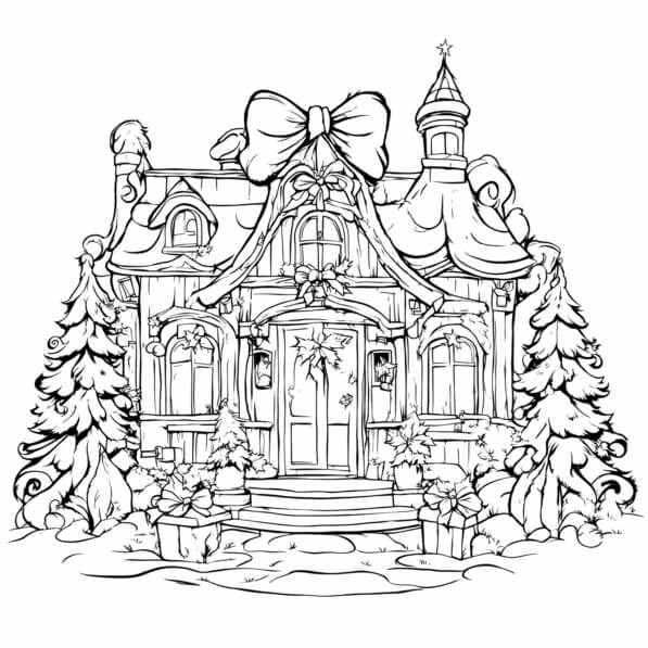 Download Christmas House Coloring Page Coloring pages Online - Creative ...