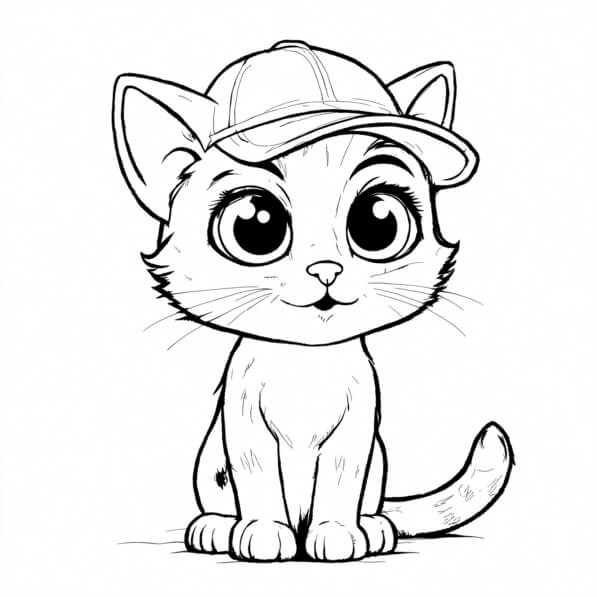 Download Cartoon Kat Kleurplaat Kleurplaten online op Creative Fabrica