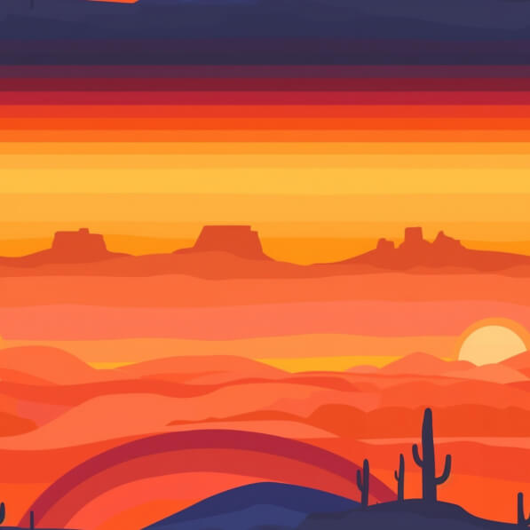 Download Colorful Desert Landscape with Cactus and Mountains at Sunset ...