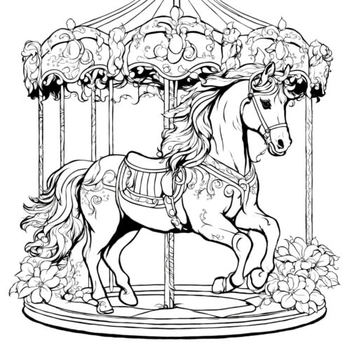 Download Carousel Horse Coloring Page Coloring pages Online - Creative ...