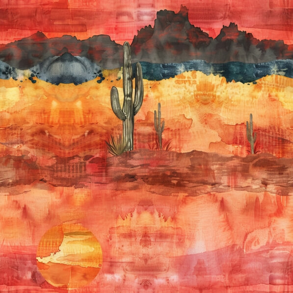 Download Abstract Painting of Desert Landscape with Saguaro Cactus ...