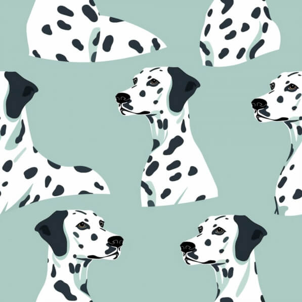 Download Seamless Dalmatian Dogs Pattern on Light Blue Background ...