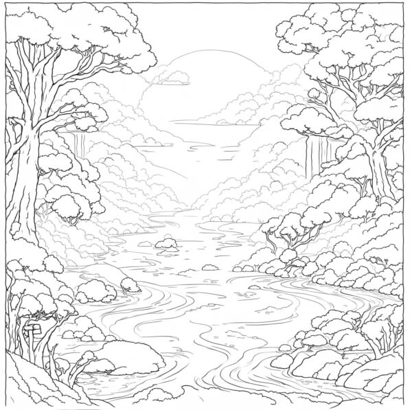 Télécharger Illustration de forêt pour les pages à colorier Pages de ...