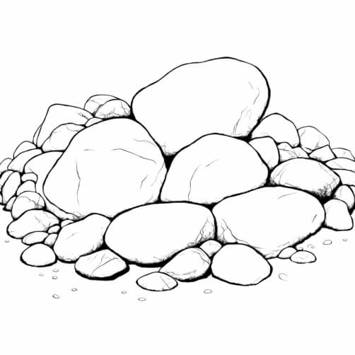 Download Nature Coloring Page: River, Rocks, Trees Coloring pages ...
