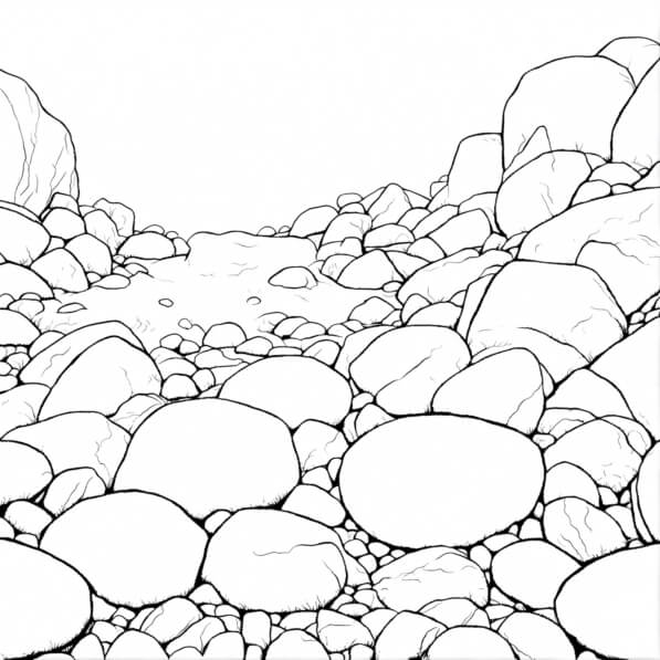 Download Black and White Rocks Drawing in Landscape Coloring pages ...