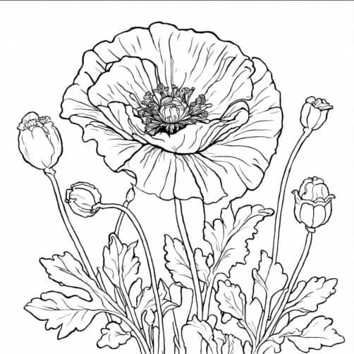 Download Poppy Flower Coloring Page Coloring pages Online - Creative ...