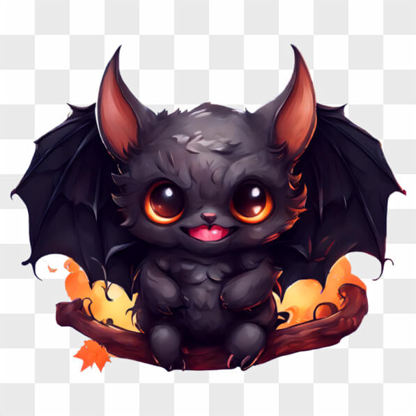 Download Kawaii Black Bat Sitting on Leaves Kawaii Online - Creative ...