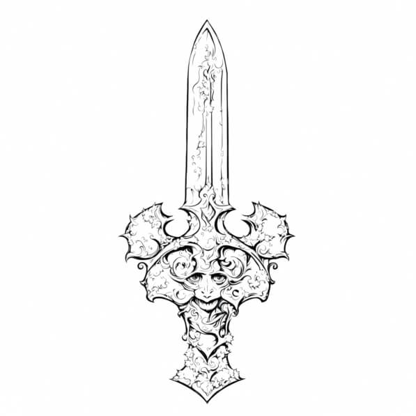 Download Detailed Sword Drawing Coloring pages Online - Creative Fabrica