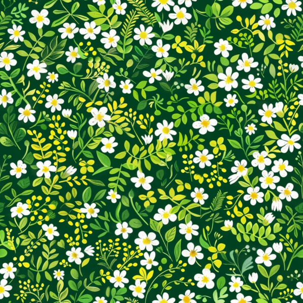 Download Green Seamless Pattern with White and Yellow Daisies Patterns ...