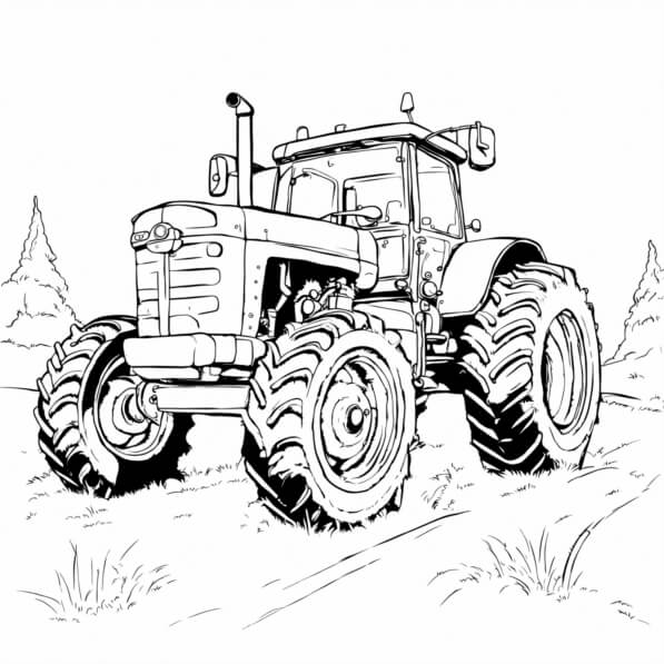 Download Tractor Coloring Page with Farming Theme Coloring pages Online ...