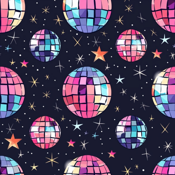 Download Colorful Disco Balls and Stars Seamless Background Patterns ...