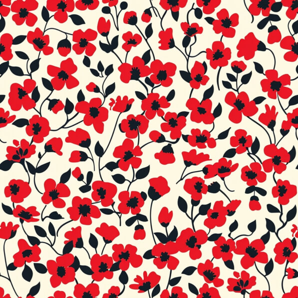 Download Red and Black Floral Pattern on Beige Background Patterns ...