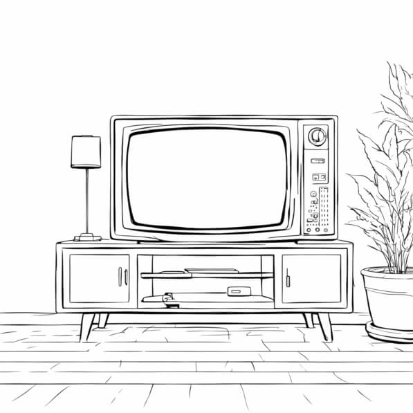 Download Vintage Television Set in Cozy Living Room Coloring pages ...