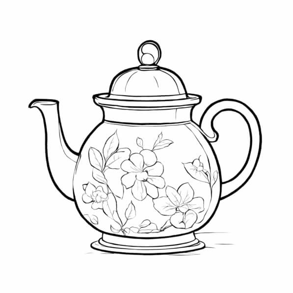 Download Elegant Teapot Drawing with Floral Patterns Coloring pages ...