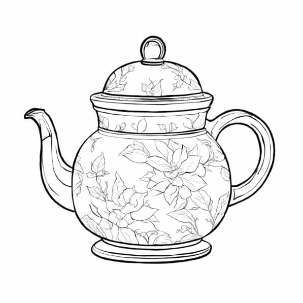 Download Elegant Teapot Drawing with Floral Patterns Coloring pages ...