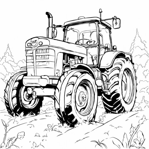 Download Black and White Tractor Coloring Page Coloring pages Online ...