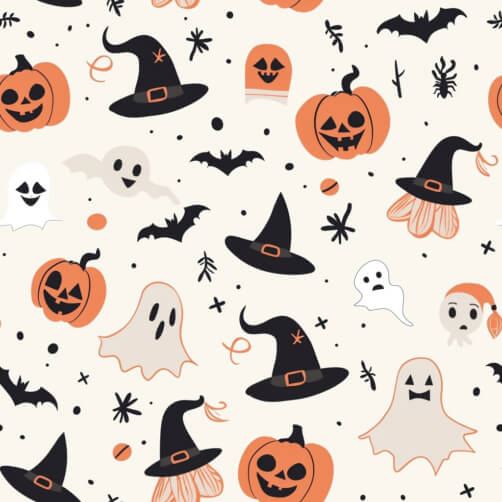 Download Halloween Seamless Pattern with Pumpkins, Bats, and Stars ...