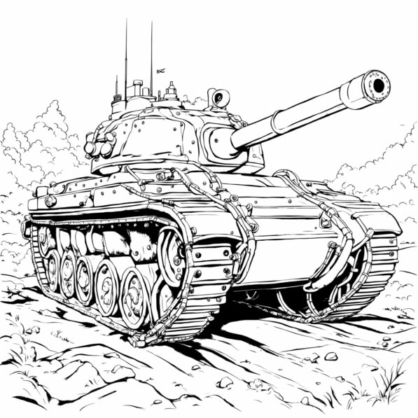 Download Armored Tank Drawing Coloring pages Online - Creative Fabrica