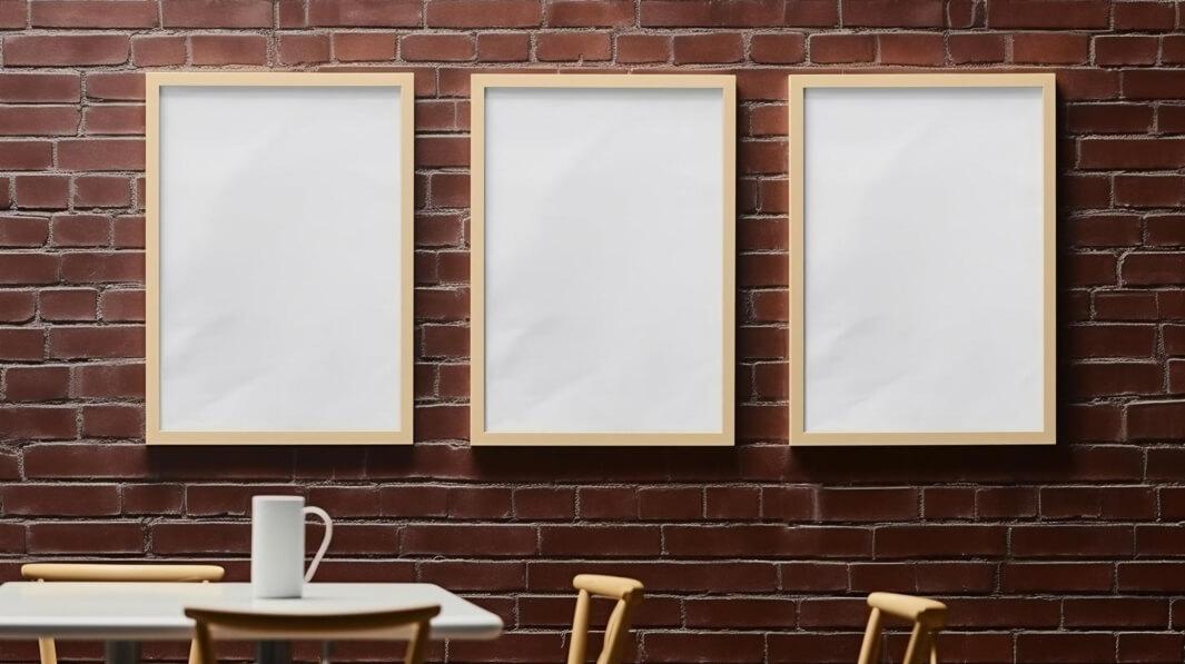 Descarga Marcos vacíos en pared de ladrillo Mockups En Línea - Creative ...