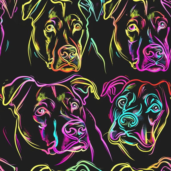 Download Brightly Colored Dogs' Heads Seamless Pattern Patterns Online ...
