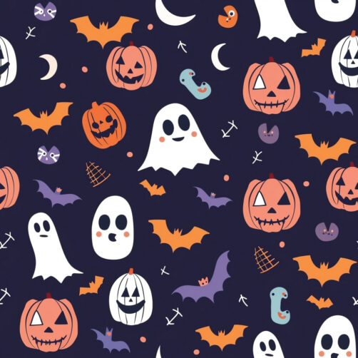 Download Halloween Seamless Pattern with Pumpkins, Bats, and Stars ...