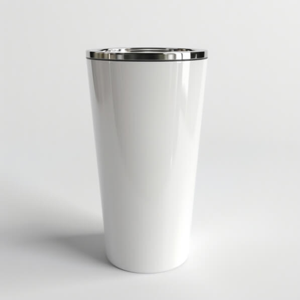 Download White Tumbler Cup with Silver Accents on White Background ...