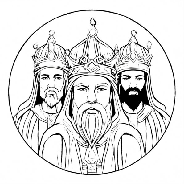 Baixe Página de Colorir: Três Reis Magos com Barbas e Coroas Colorir ...