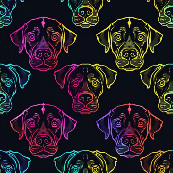 Download Colorful Dog Head Pattern on Black Background Patterns Online ...